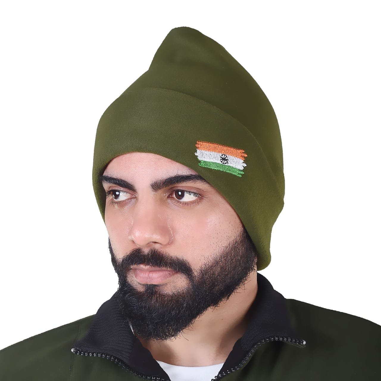 TIRANGA GREEN LOGO WOOLEN CAP - SWASTIC POLICE STORE