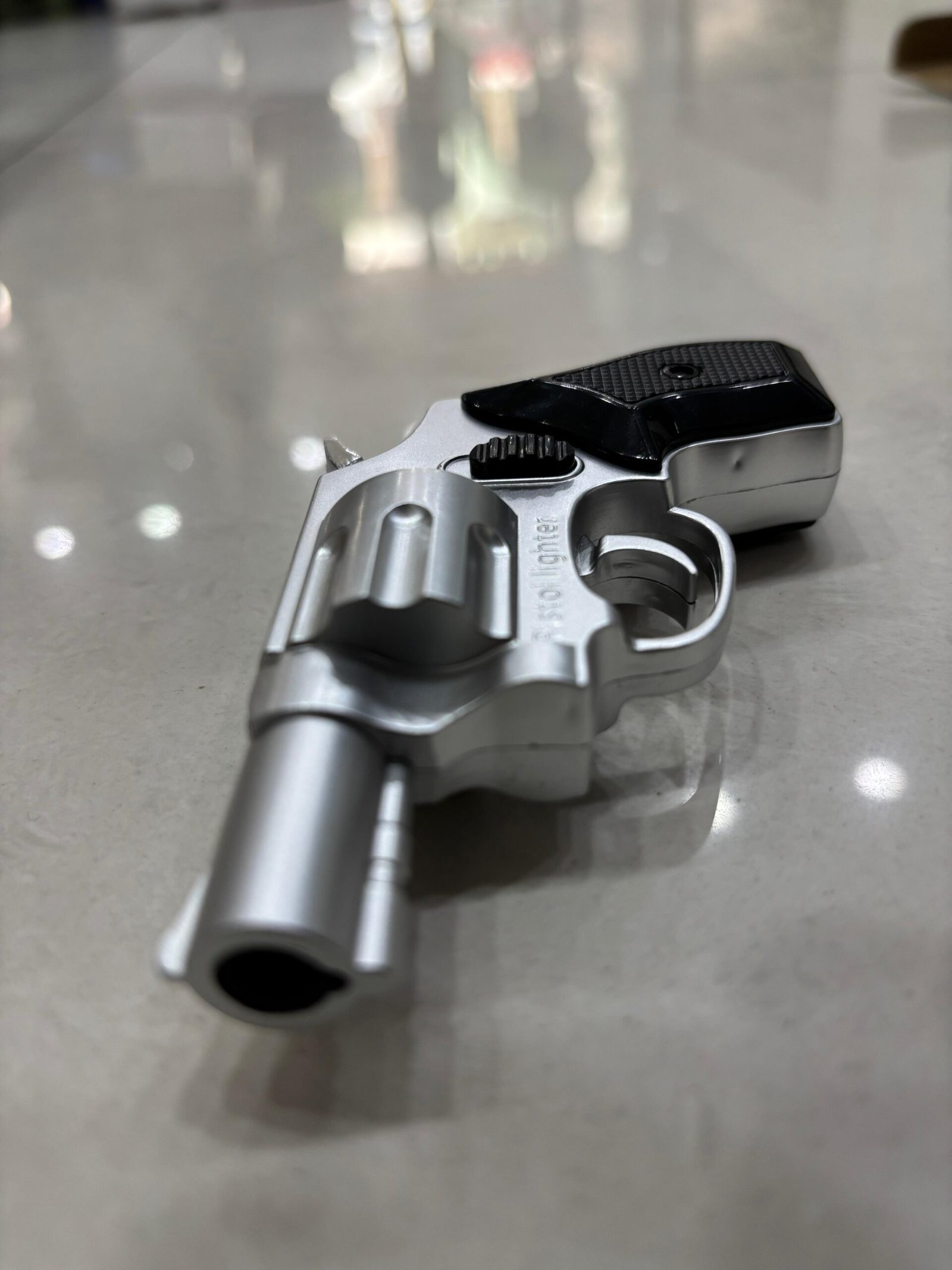Silver Revolver Shape Gun Lighter - SWASTIC POLICE STORE
